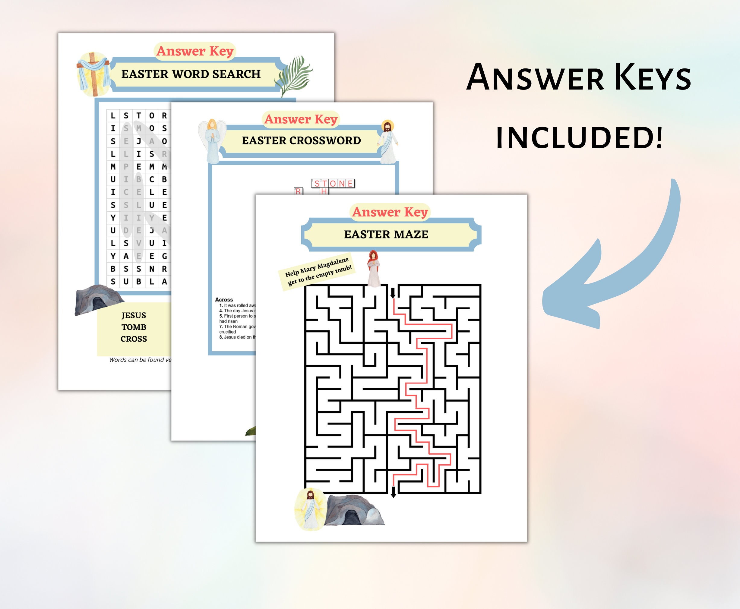 Easter Activity Sheets Bundle, Resurrection Sunday Religious Worksheets ...