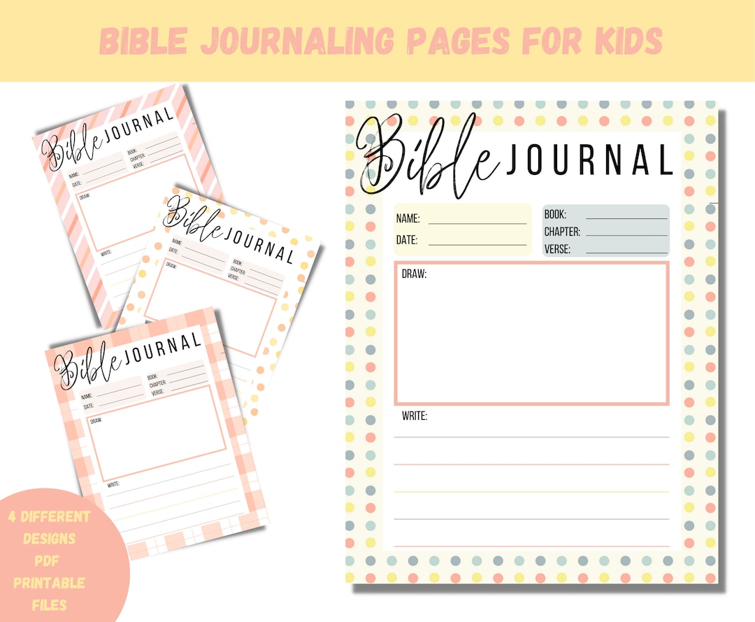 Bible Journaling Pages for Kids Printable, Bible Journal Page Digital ...