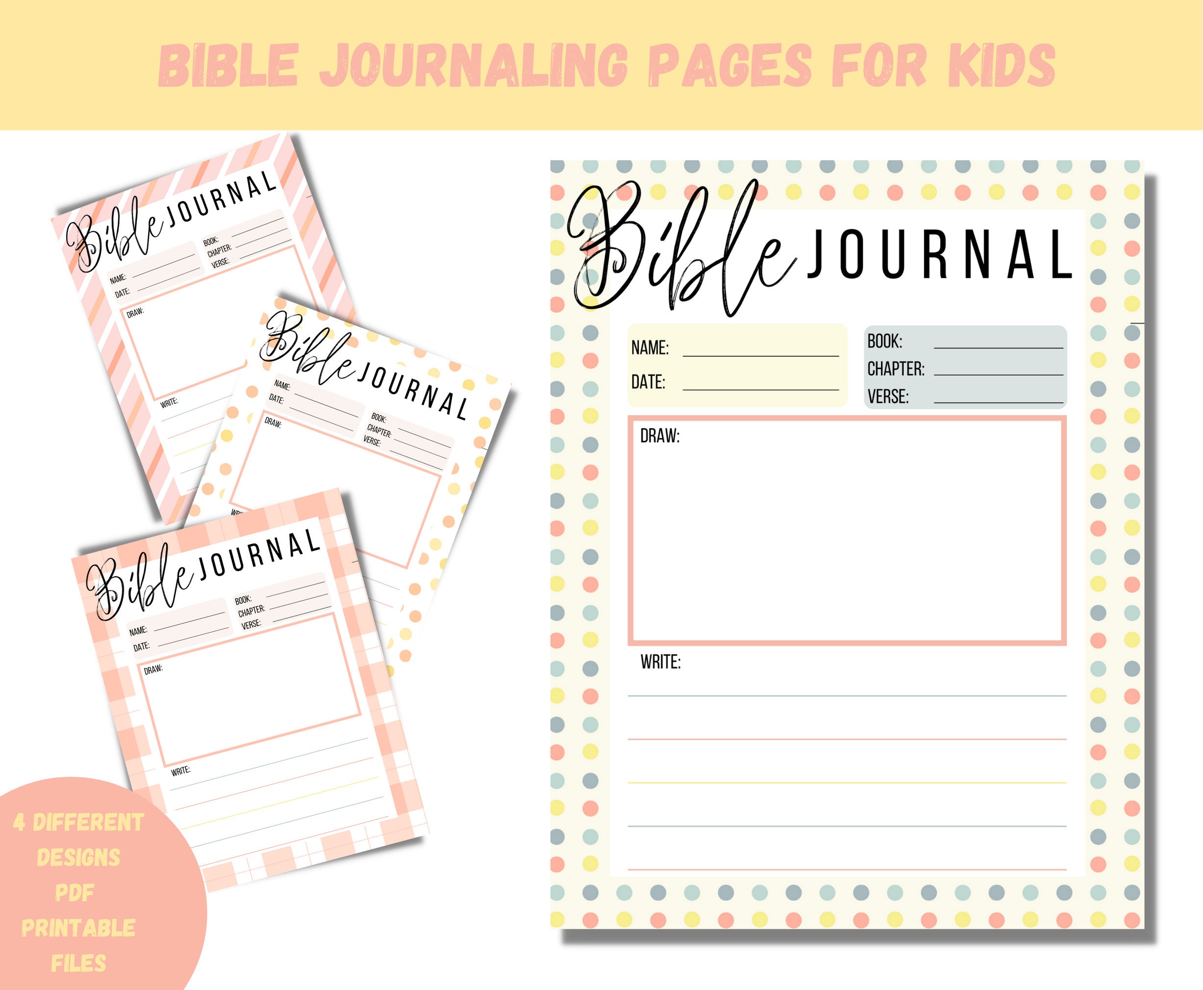 Bible Journaling Pages for Kids Printable, Bible Journal Page Digital ...