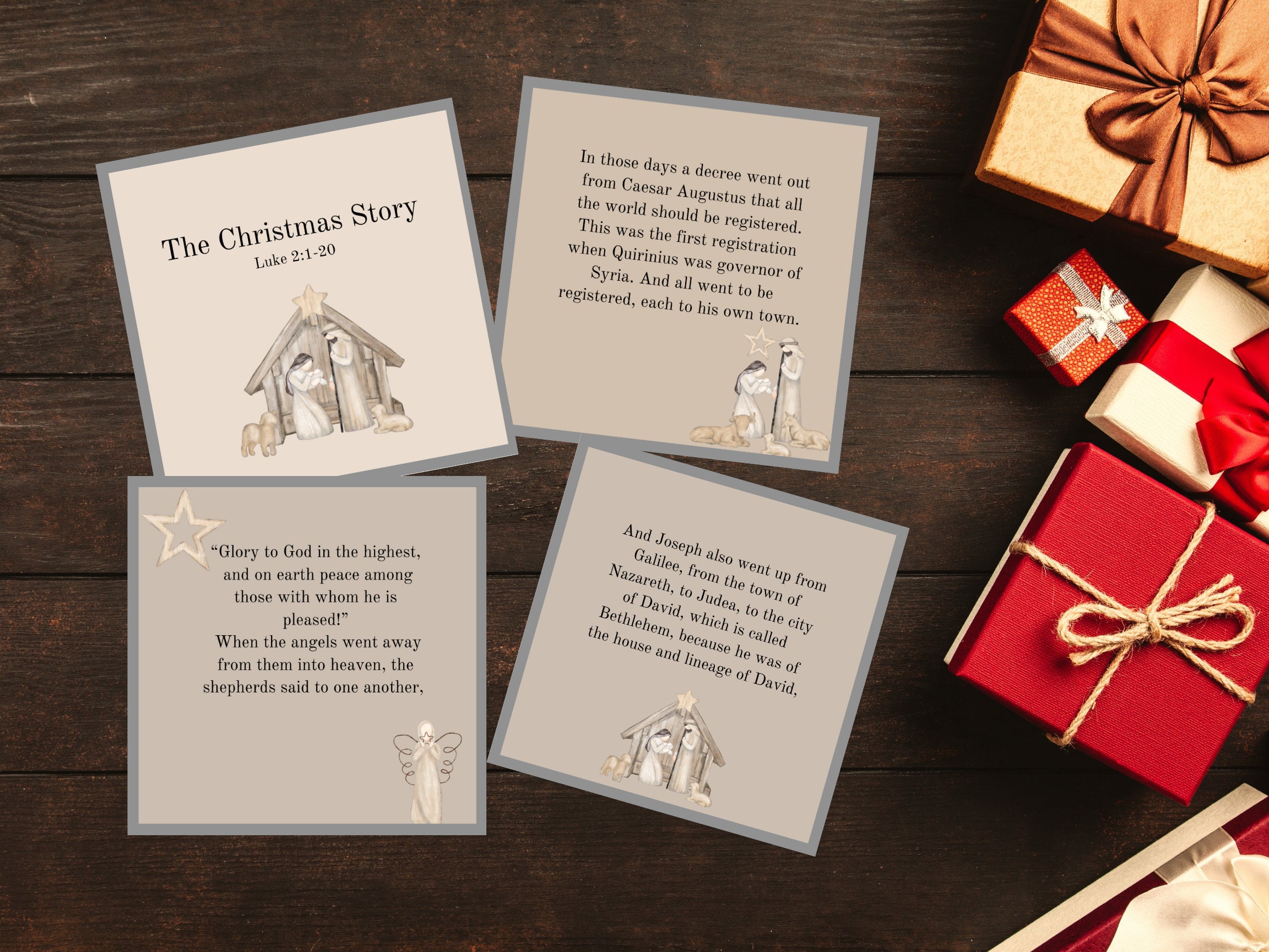 Christmas Story Cards, Instant Download, Christmas Bible Story Cards ...