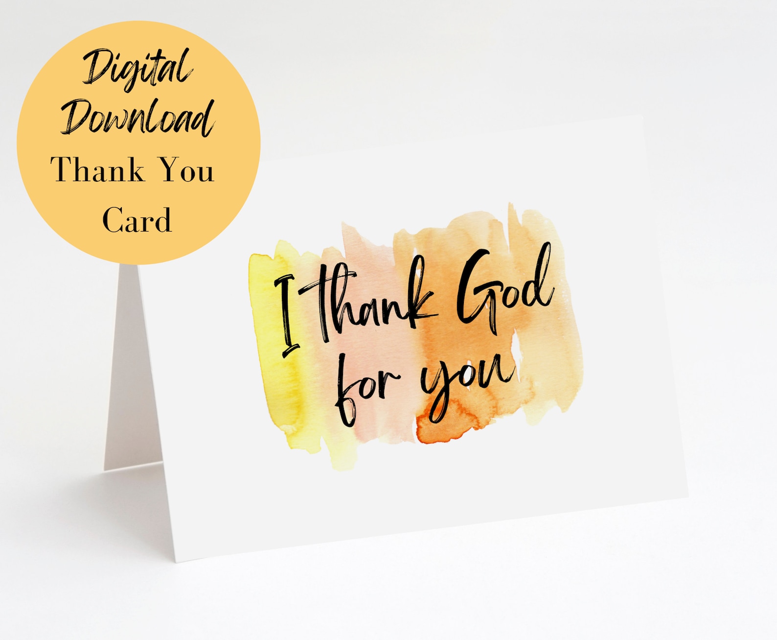 Christian Watercolor Thank You Card, Religious Printable (PDF) - Etsy