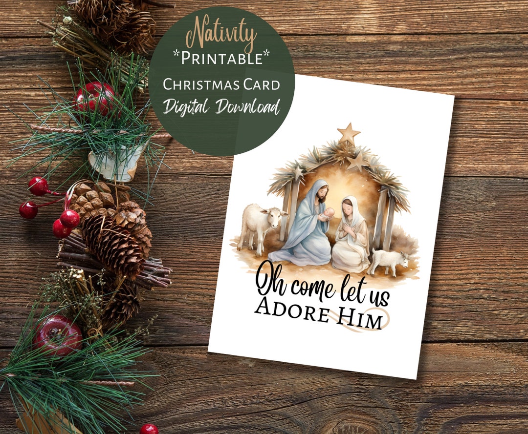 Printable Nativity Christmas Card, Digital Instant Download, Joseph ...