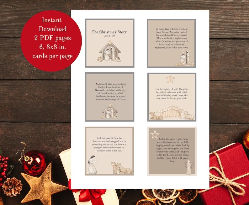Christmas Story Cards, Instant Download, Christmas Bible Story Cards ...