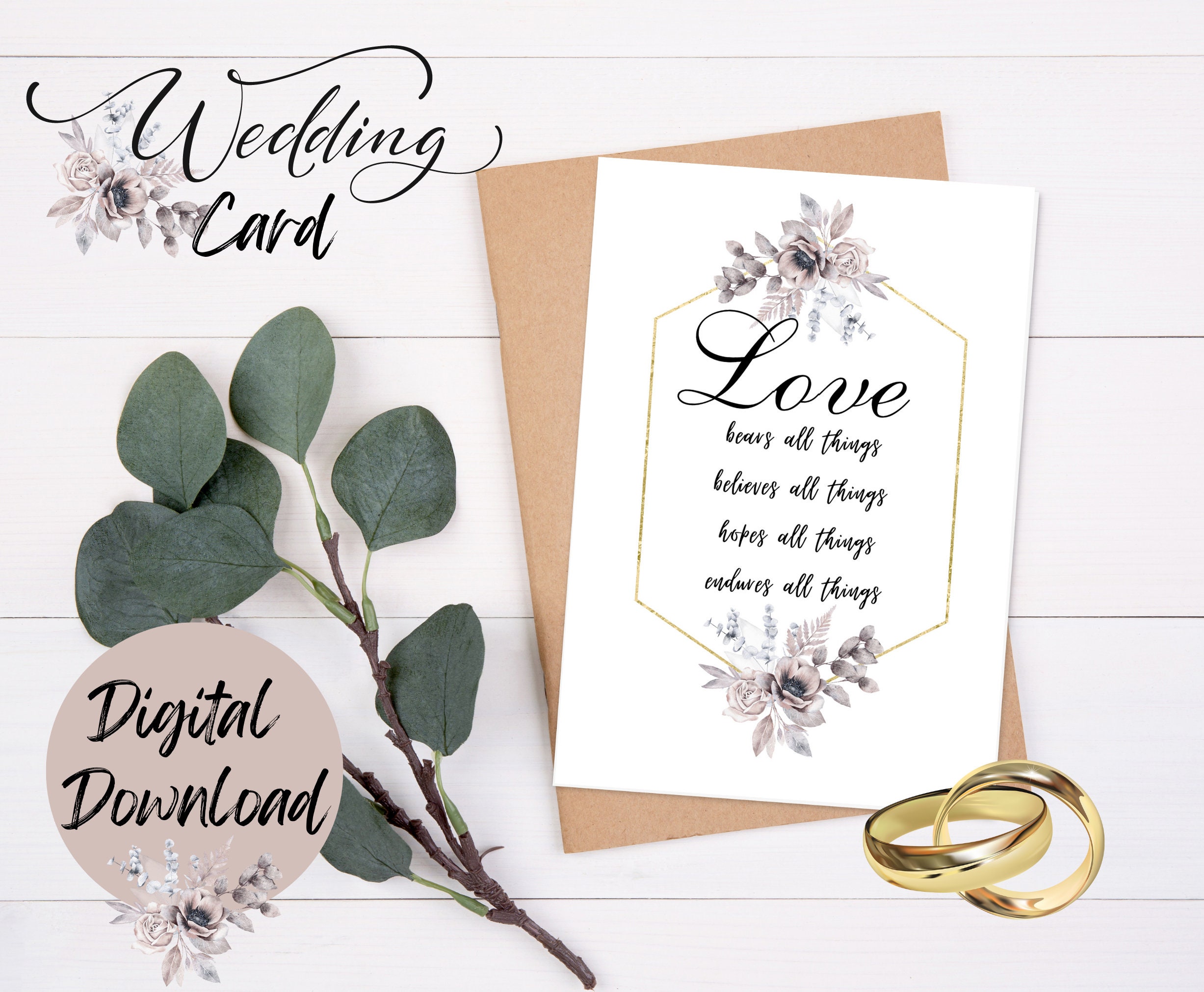 Christian Wedding Card Digital Download, Printable Wedding Card ...