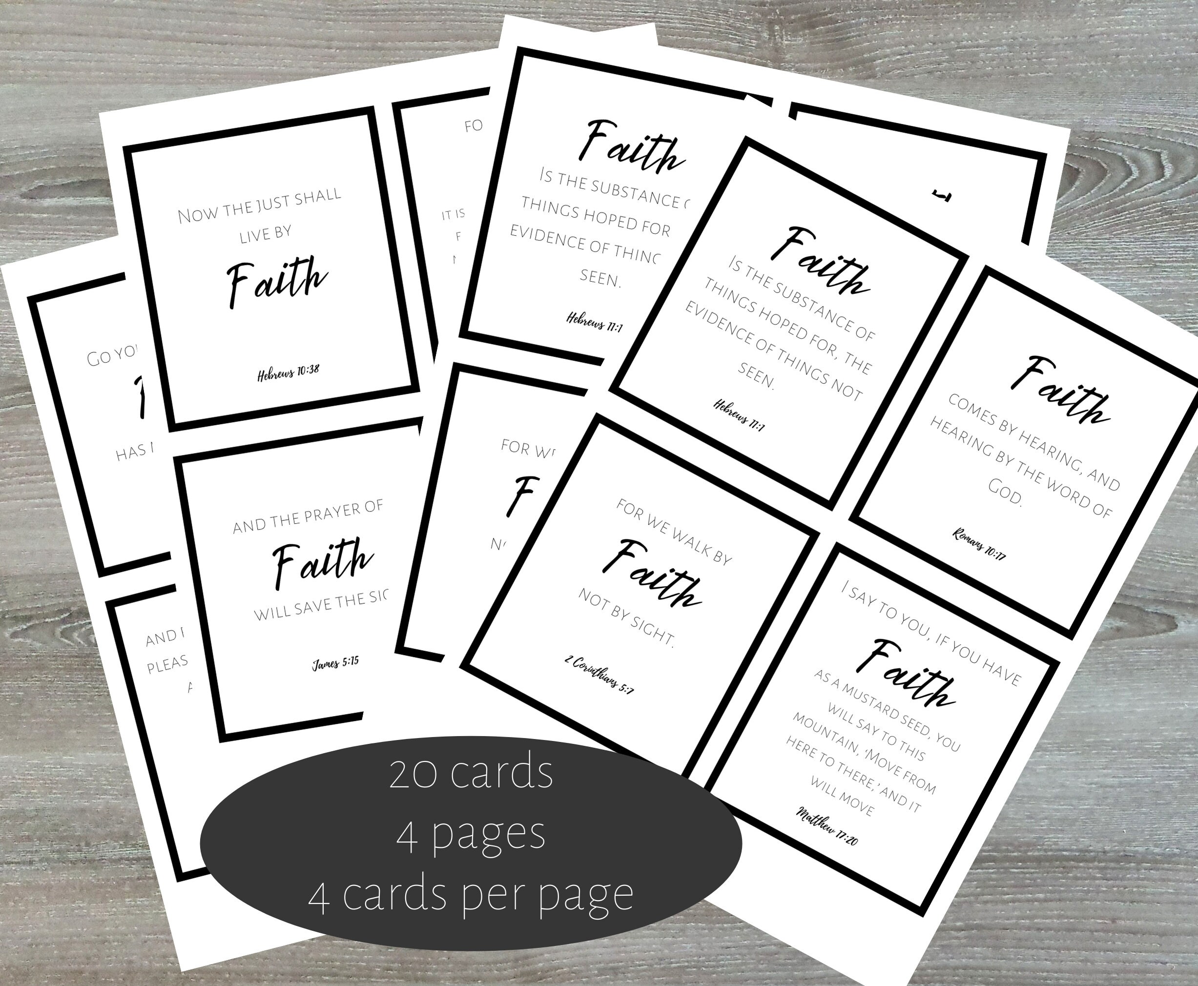 Faith Scripture Verse Cards Digital Download. Printable Scripture Verse ...