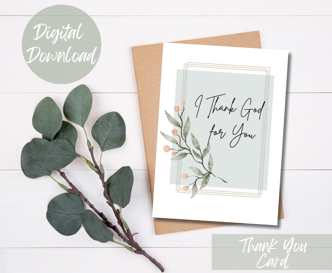 Christian Thank You Card Religious Thank You Card, Printable Greeting ...