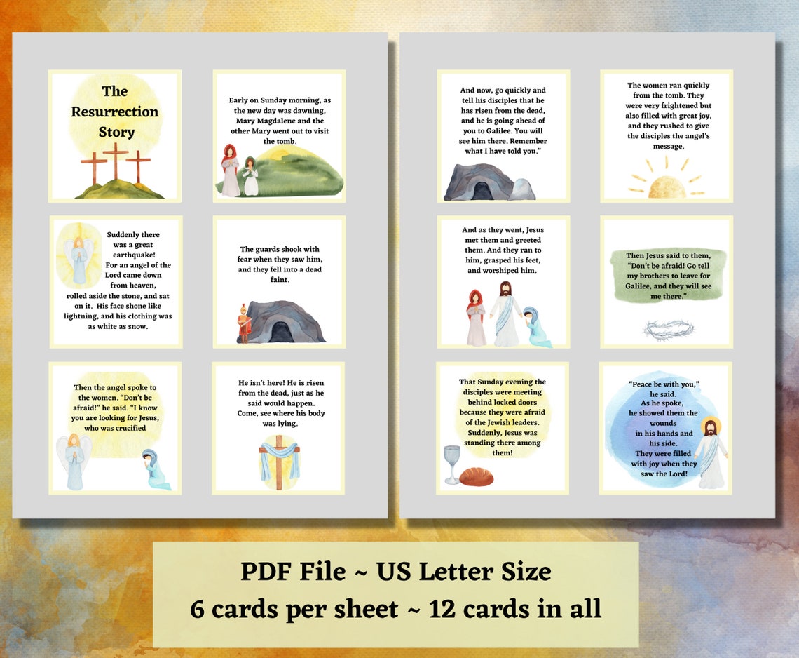 Easter Story Cards Digital Download, Resurrection Story Printable Cards ...