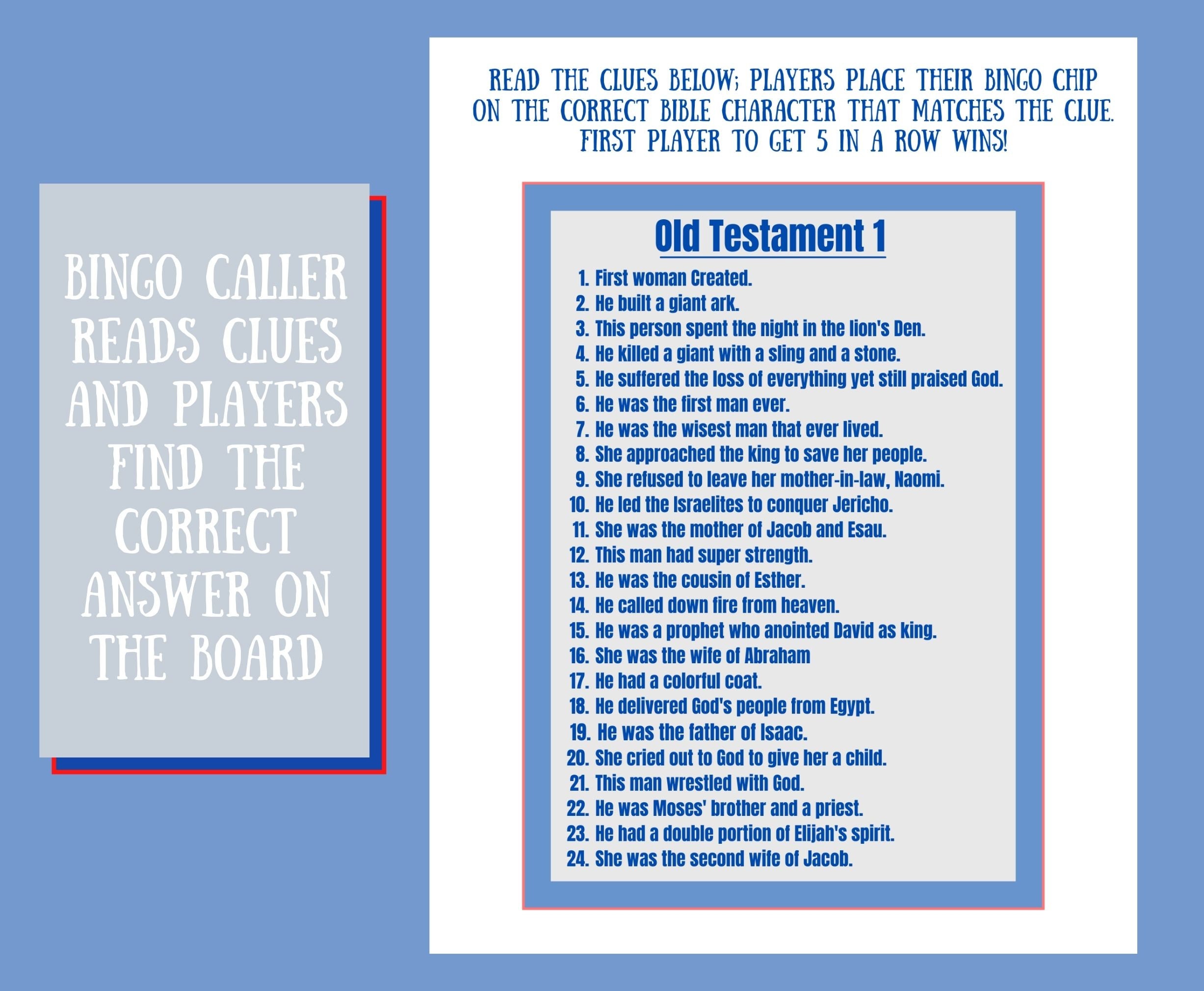 Bible Bingo Game Digital Download, Bible Character Bingo Game Printable ...