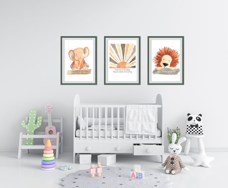 Boho, Safari Animal Nursery Wall Art Bundle Instant Download, Elephant ...