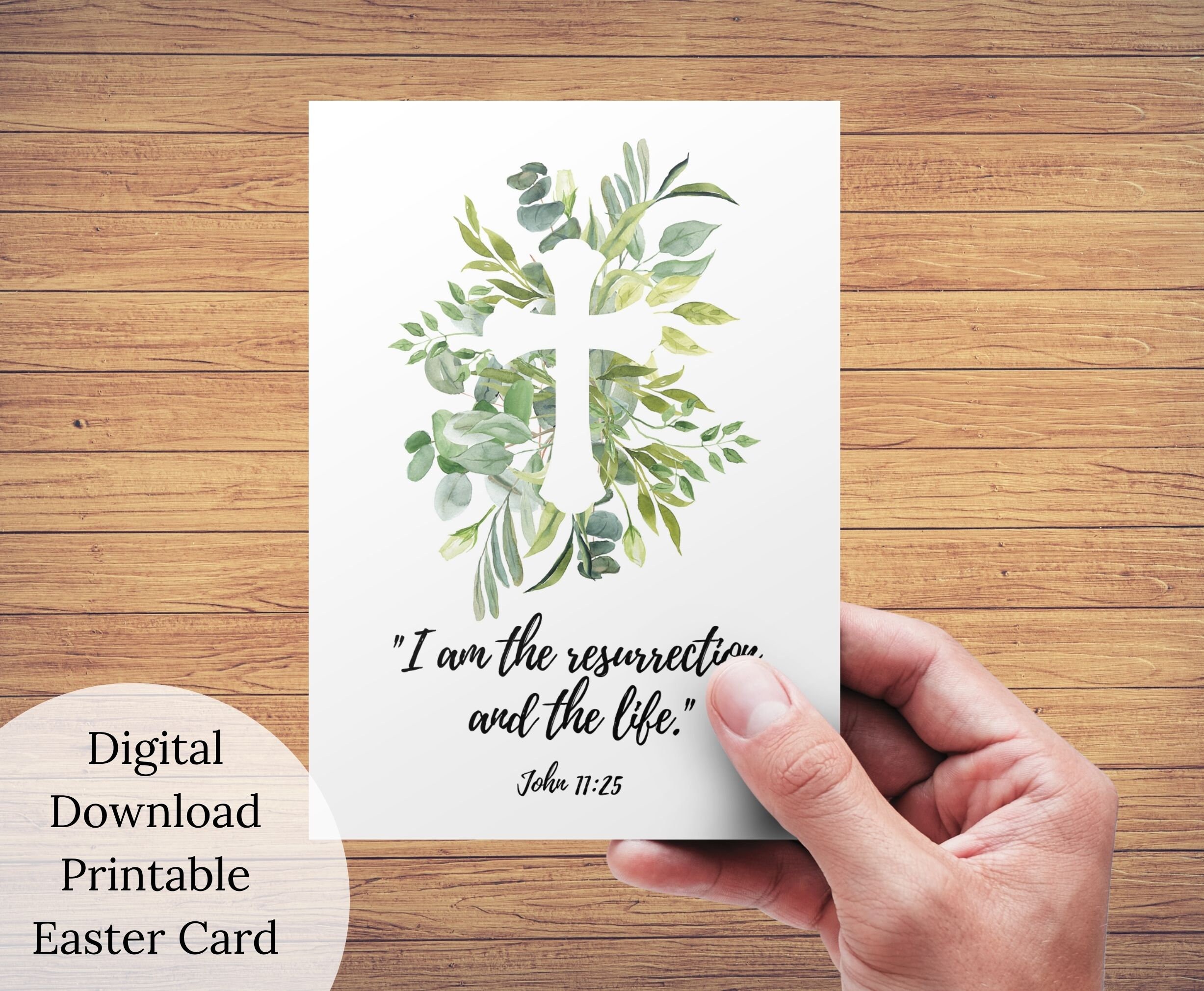 Christian Easter Printable Card, the Resurrection and the Life Digital ...