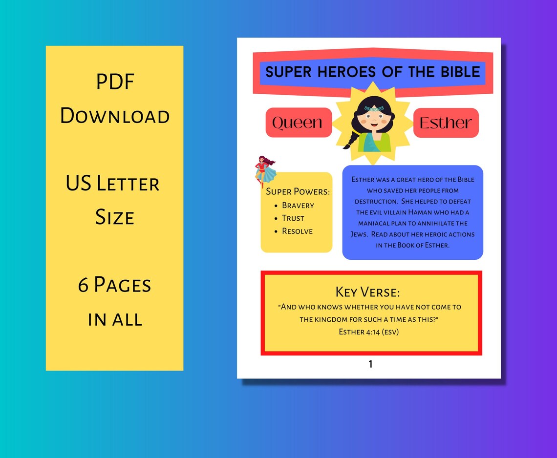 Super Hero Bible Activity Sheets Digital Download Sunday - Etsy