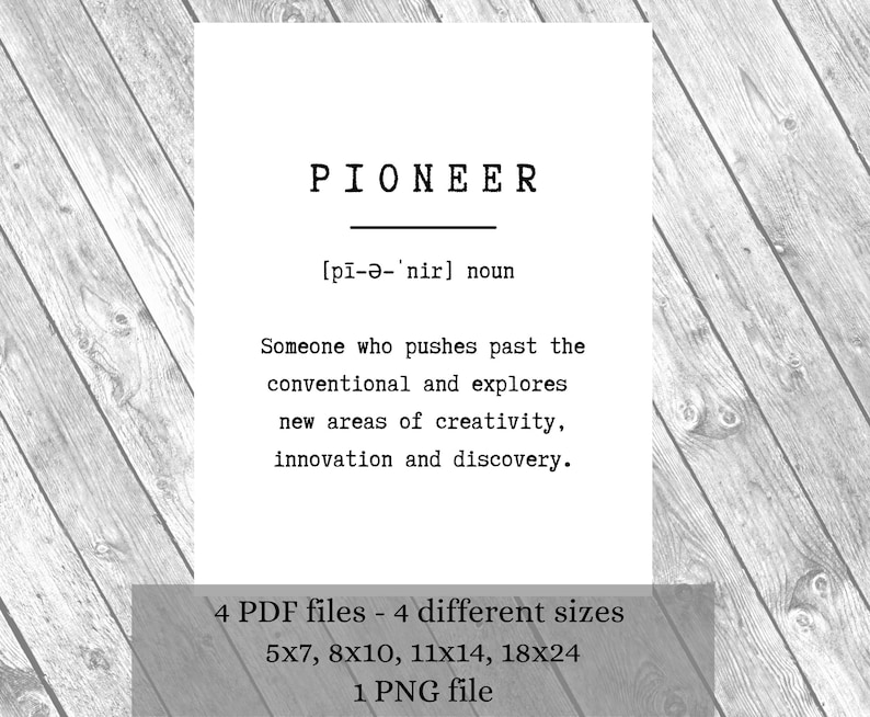 Pioneer Definition Digital Download Wall Art Define Pioneer | Etsy