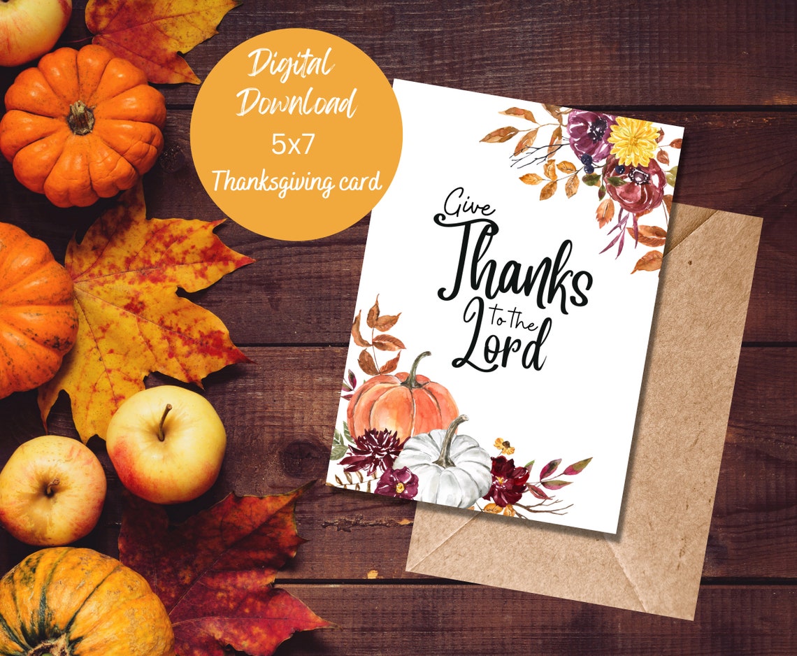 Religious Thanksgiving Greeting Card Instant Download, Give Thanks ...