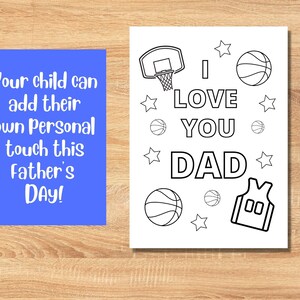 Basketball Father's Day Coloring Card, Printable Kids Gift (digital ...