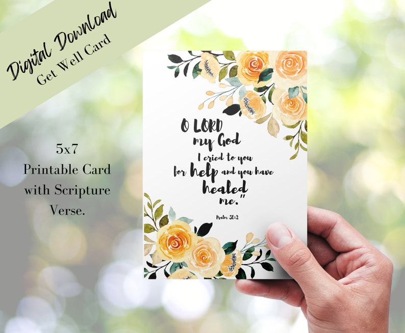 Christian Get Well Soon Card Digital Download, Printable Scripture ...