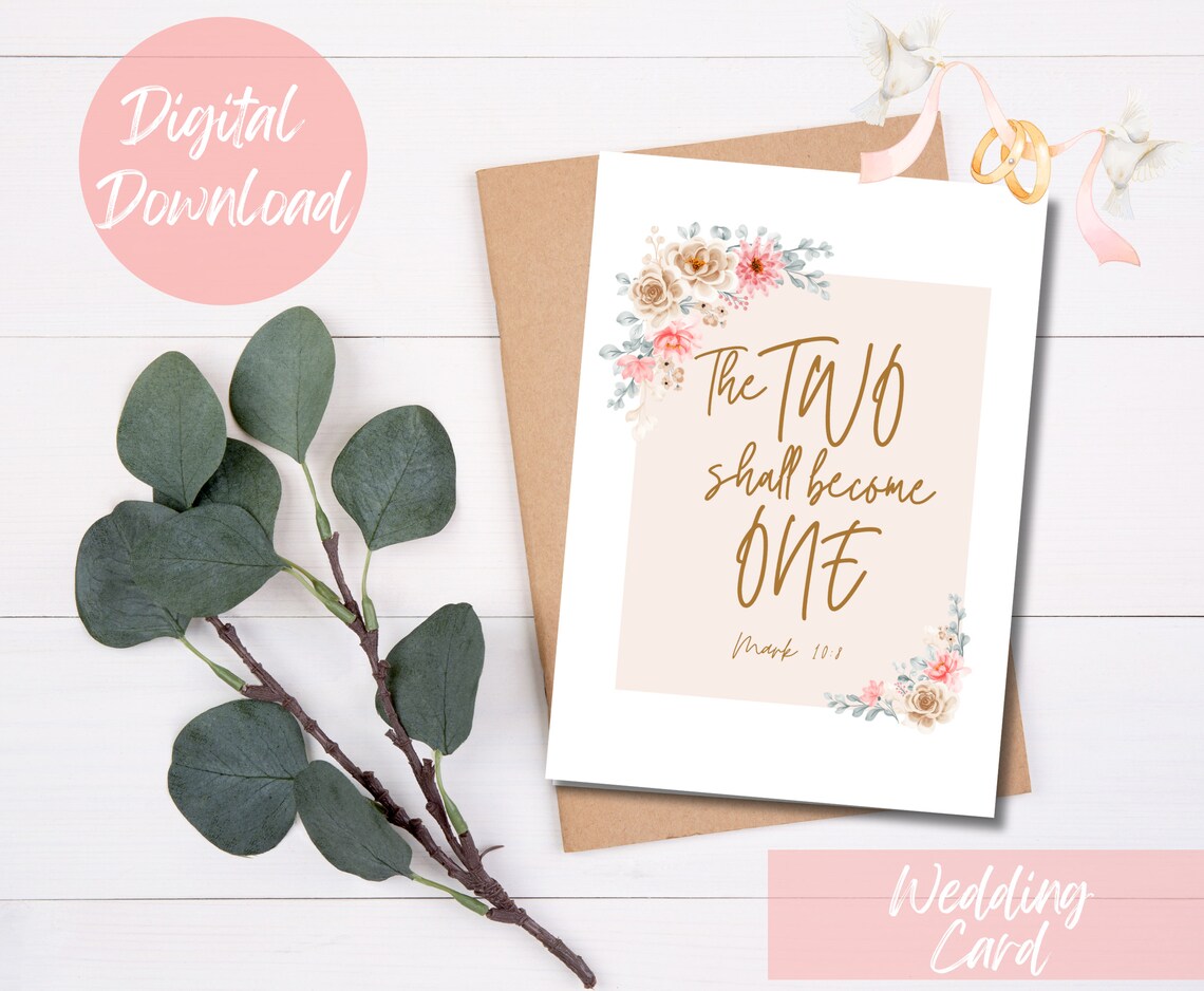 Christian Wedding Card, Printable Scripture Digital Instant Download Bible Verse Christian ...