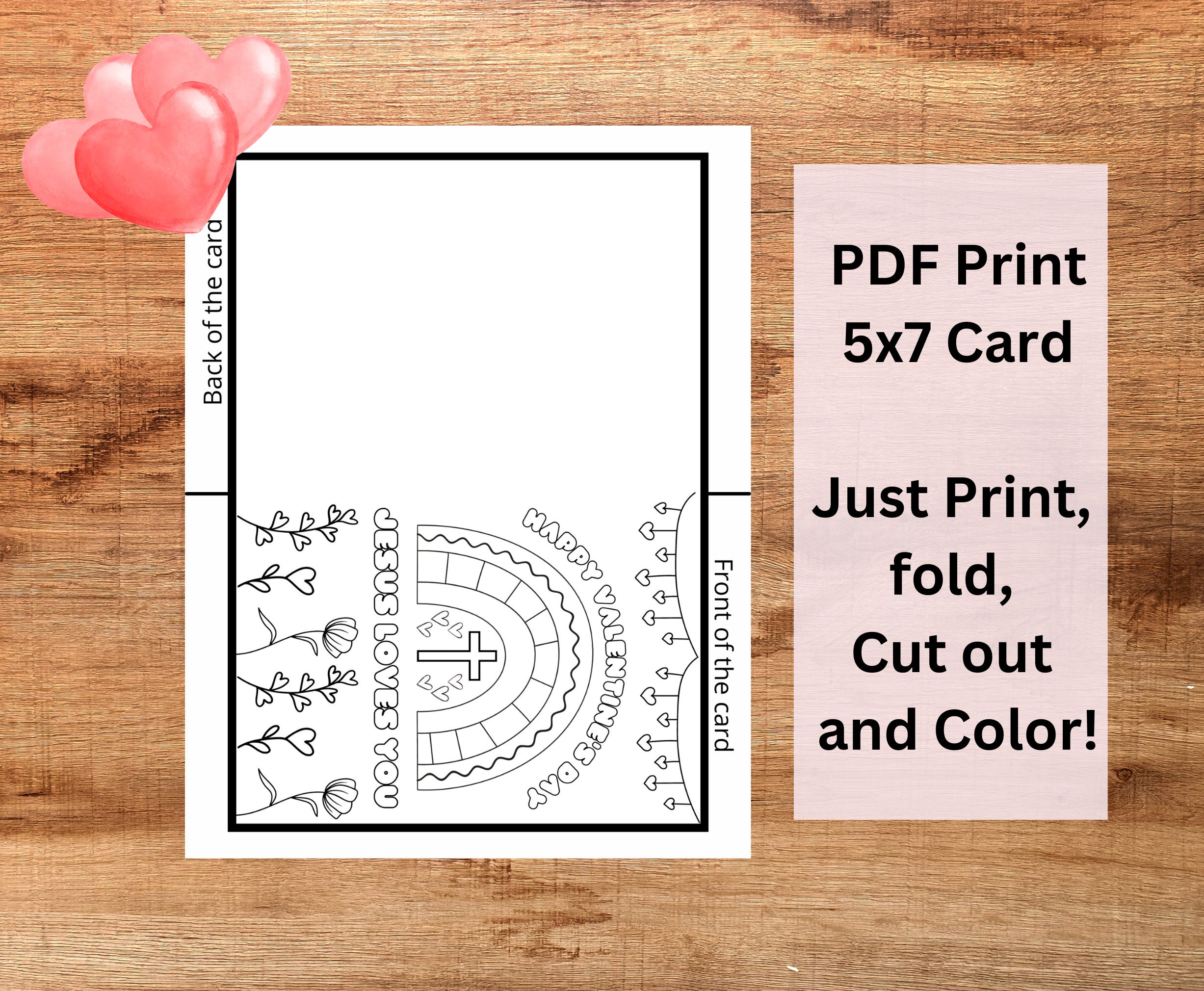 Printable Coloring Valentine's Card Kids Craft Digital Download, Jesus ...