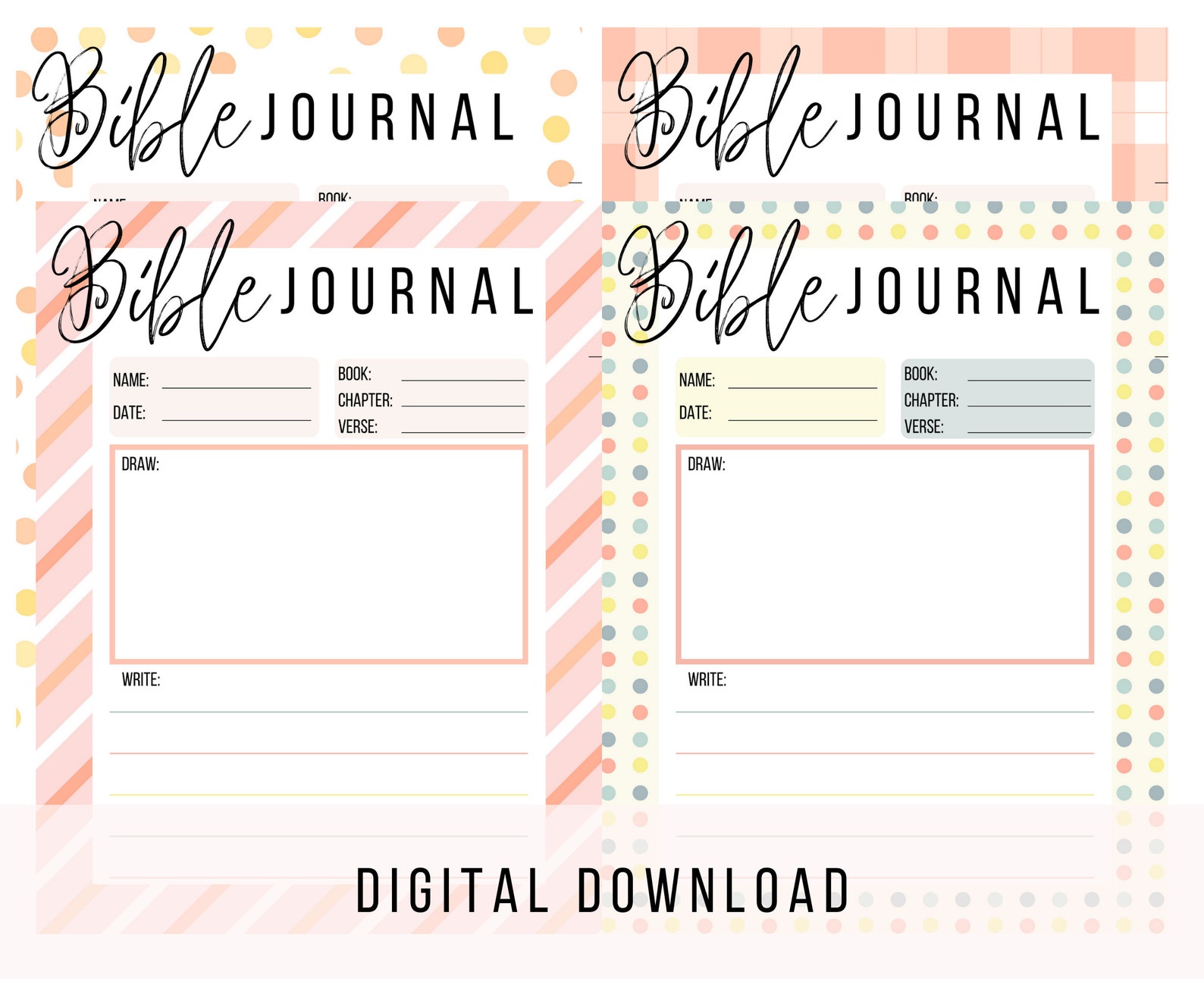 Bible Journaling Pages for Kids Printable, Bible Journal Page Digital ...