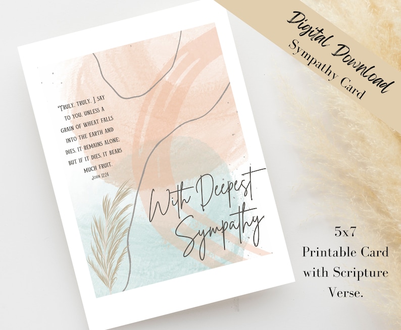 Printable Sympathy Card, Religious Sympathy Christian Instant Digital ...