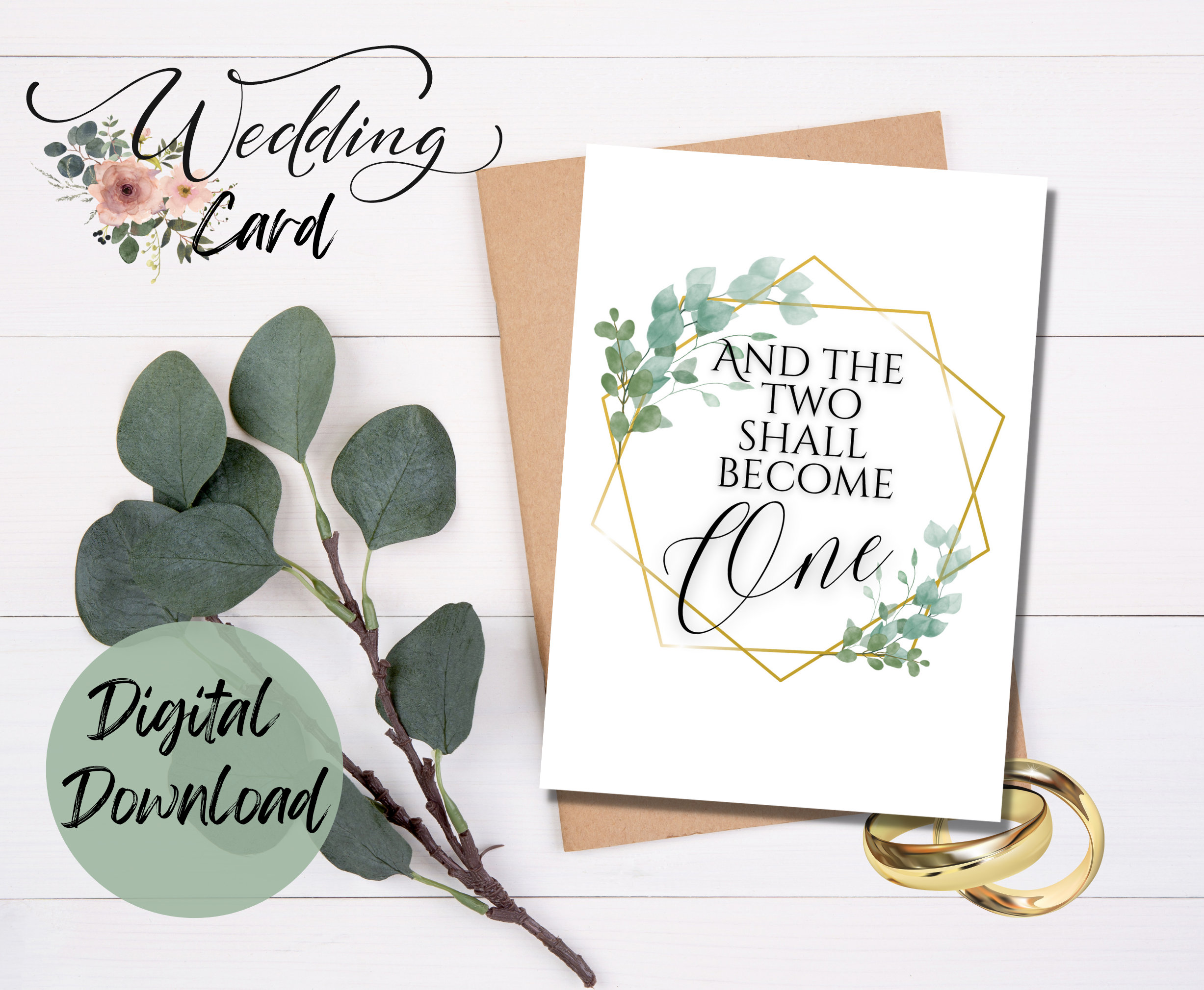 Christian Wedding Card Digital Download, Printable Religious Wedding Card, Scripture Verse ...