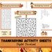 Thanksgiving Activity Sheets, Kids Puzzles & Games (digital Download ...