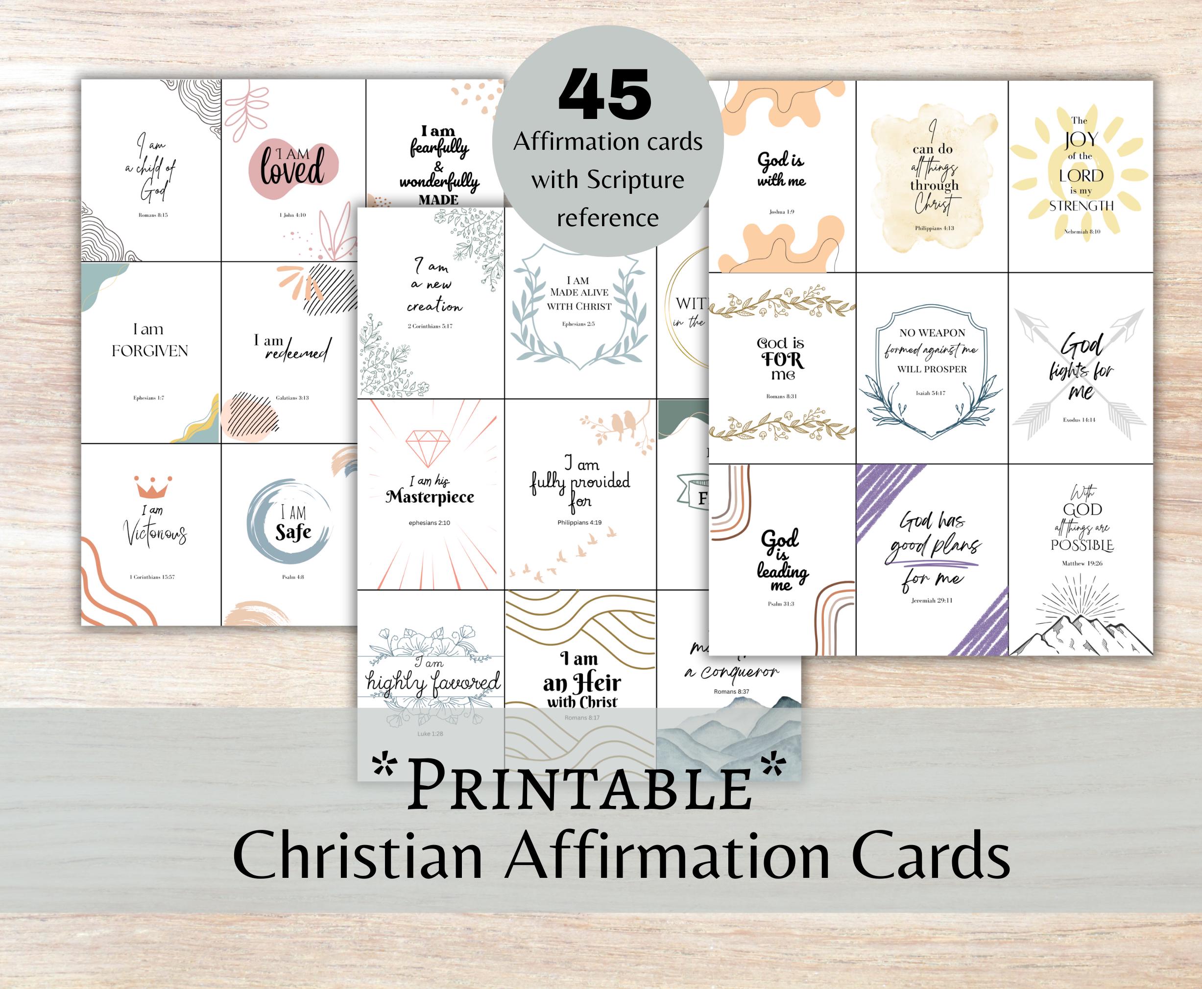 Printable Christian Identity Affirmation Cards, Religious Affirmations ...
