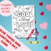 God is Love Printable Coloring Valentine's Day Card, Instant Download ...