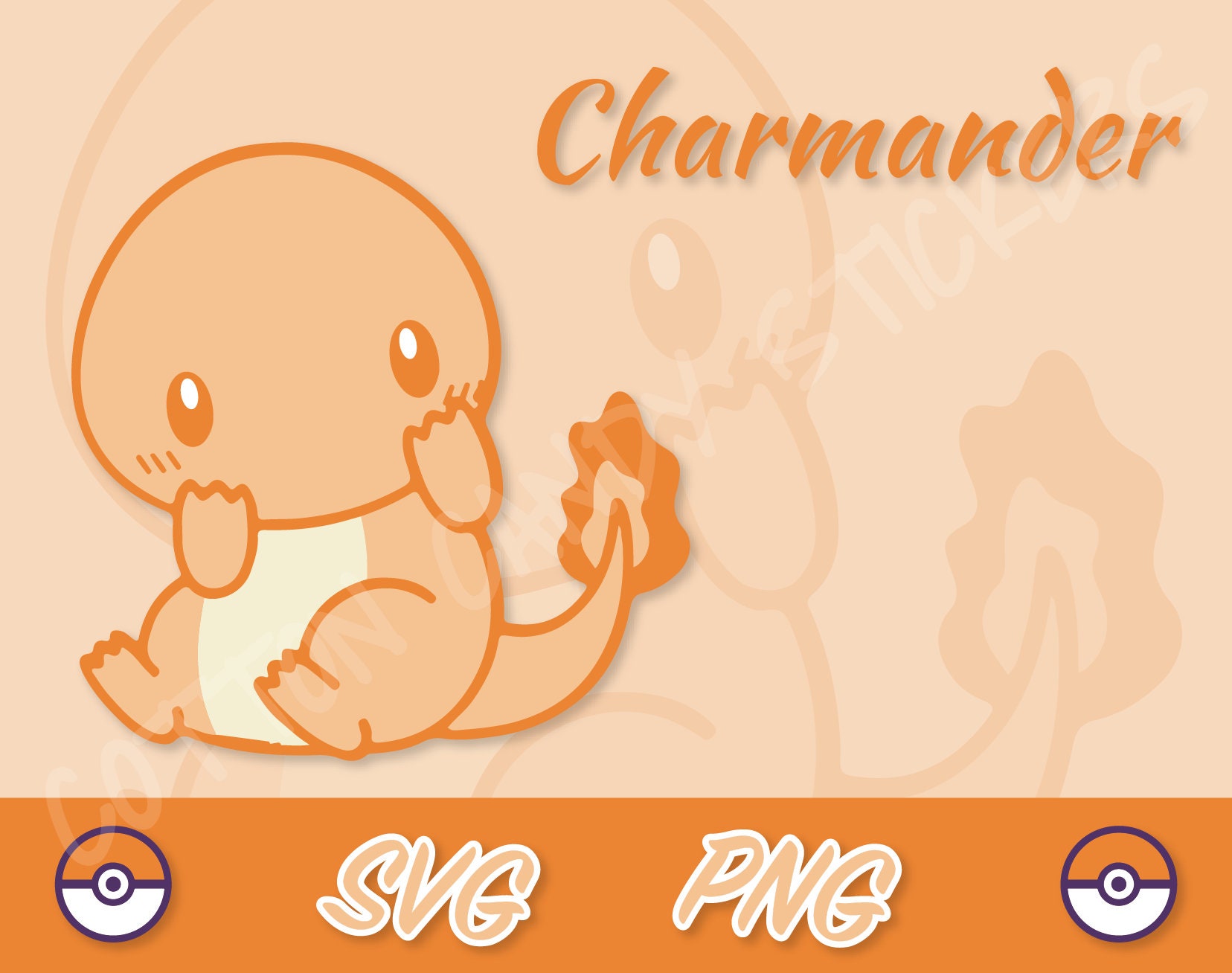 Charmander SVG Chibi Charmander PNG Layered Silhouette | Etsy UK