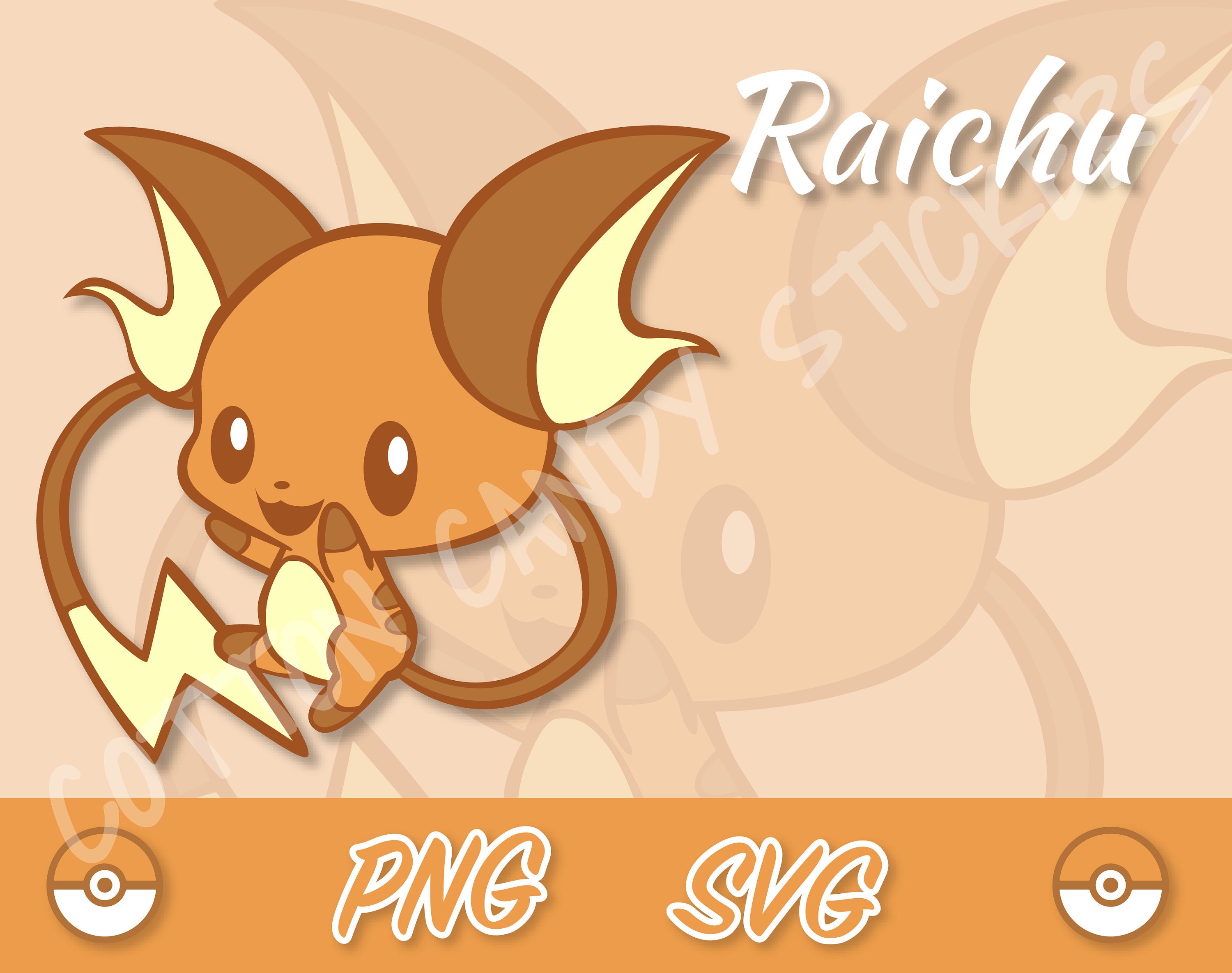 Raichu SVG Chibi Raichu PNG Layered Silhouette Print | Etsy Australia
