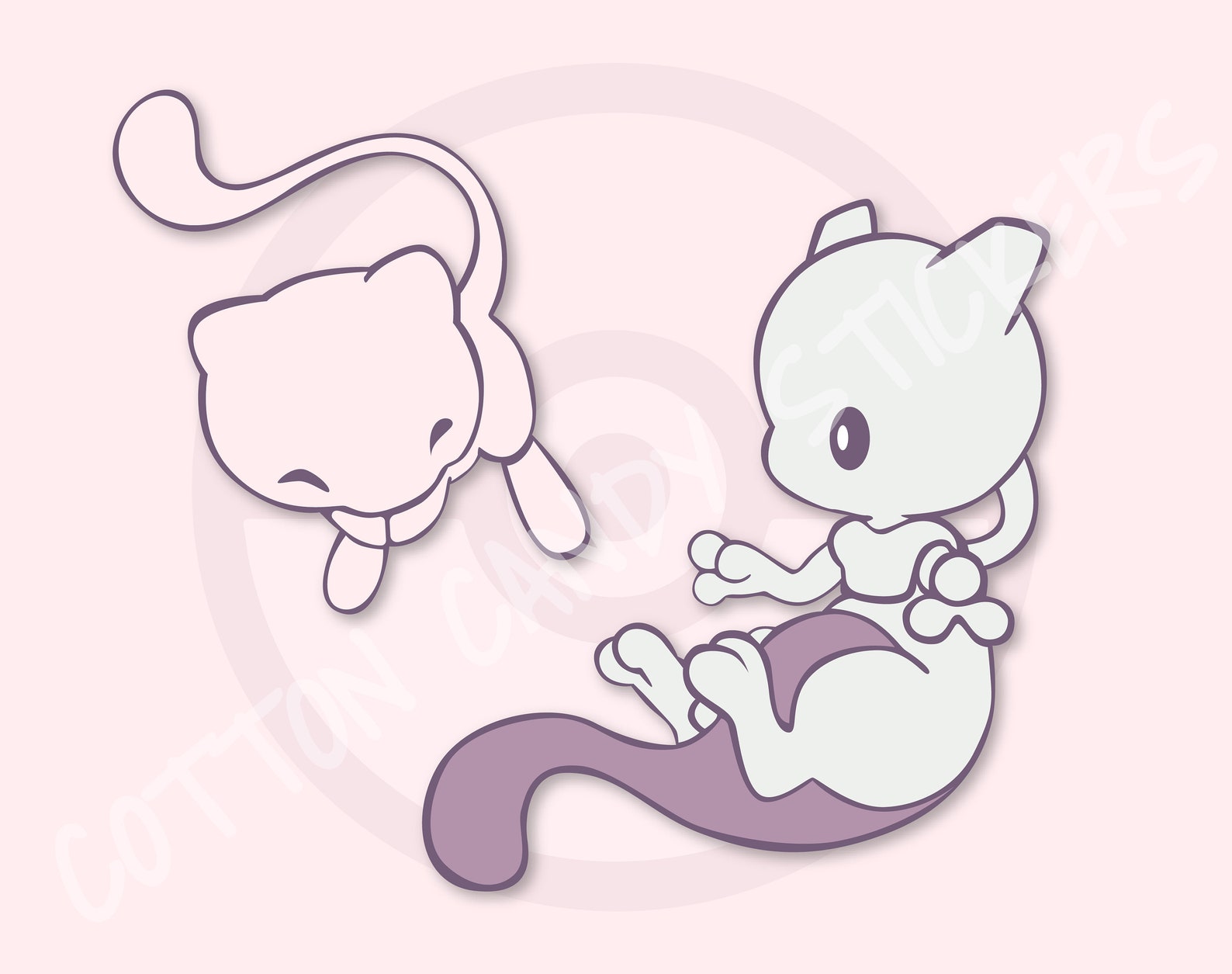 Mewtwo SVG Chibi Mew PNG Layered Silhouette Print Craft | Etsy UK