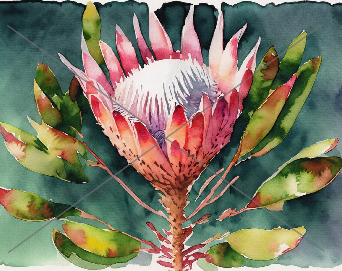 Printable Protea Portrait Painting | Home Wall Decor | Wall Art ...