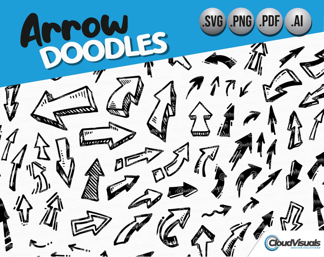 ARROW DOODLES, Doodle Vector Art. Hand Drawn Doodle Clipart. Digital ...