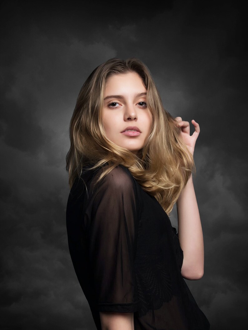 Dark Grey Portrait Studio Digital Backdrop, Photography Backdrop, Green ...