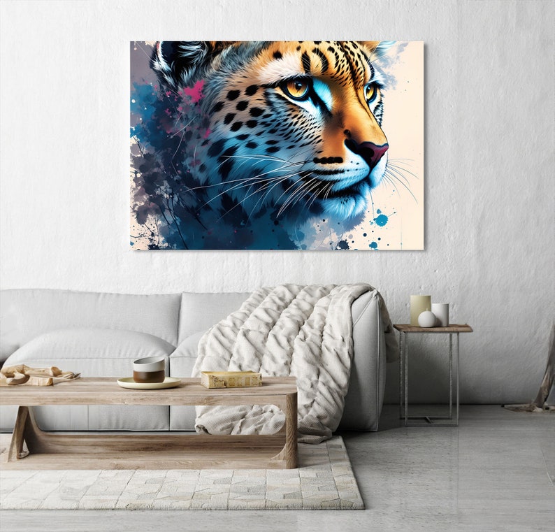 Cheetah Abstract Painting, Abstract Theme Digital Canvas Painting, Home ...
