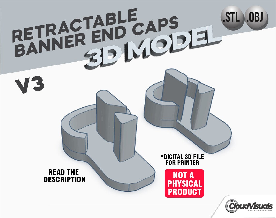 Retractable Banner End Caps, 3D File. Rollup Banner. Pullup Banner End ...