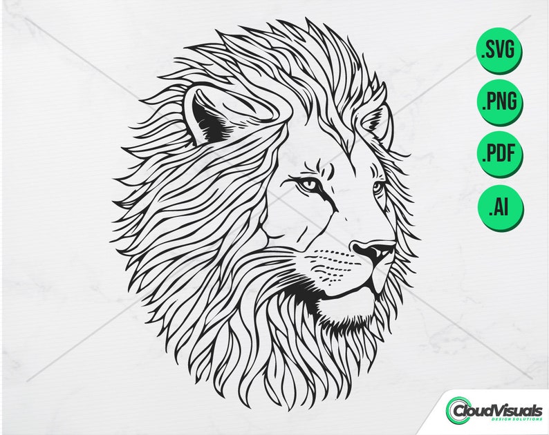 LION SVG Vector, Vector Illustration. Lion Head Clipart, Instant ...