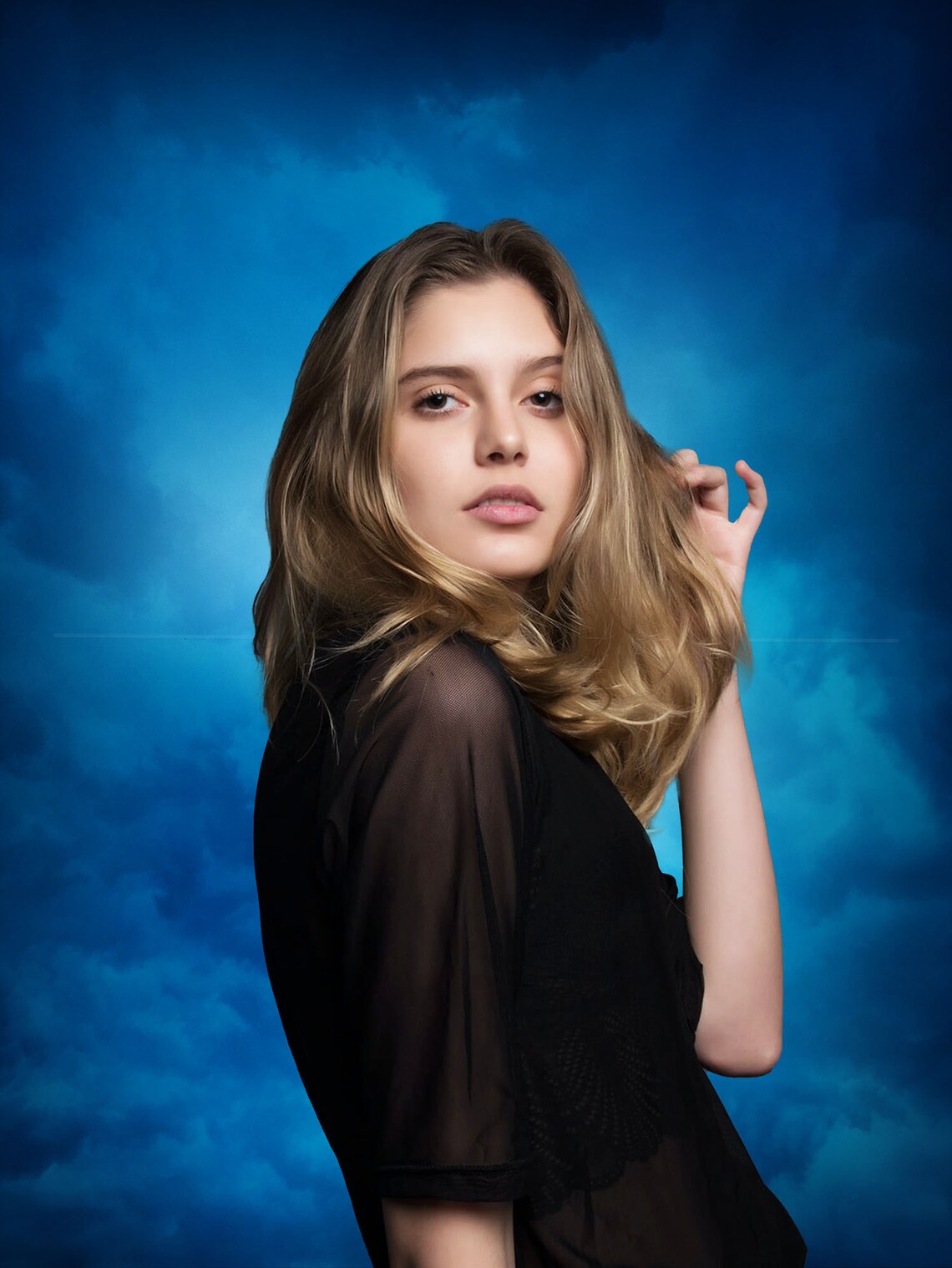 Blue Bright Portrait Studio Digital Backdrop, Photography Backdrop ...