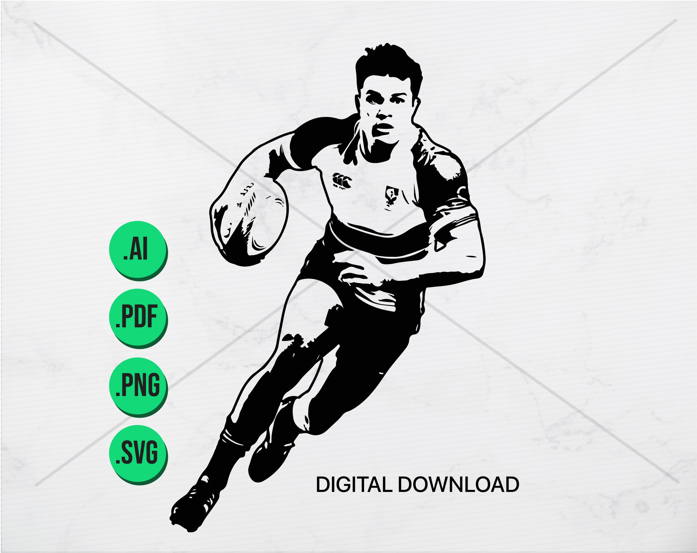 Rugby Player Running Clipart SVG Vector, Vector Illustration, Instant ...
