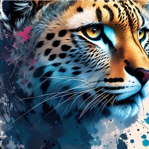 Cheetah Abstract Painting, Abstract Theme Digital Canvas Painting, Home ...