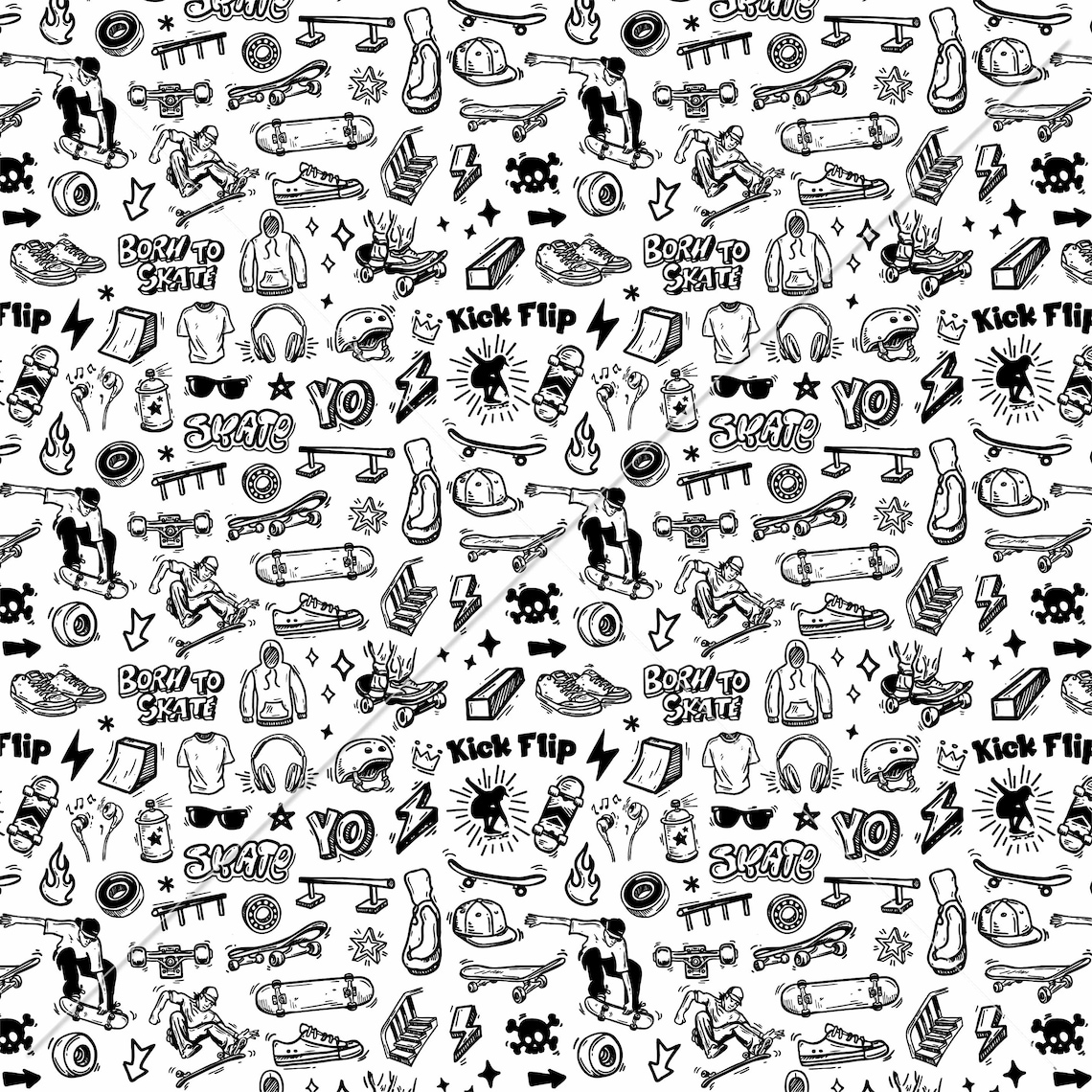 SKATEBOARD DOODLES, Doodle Vector Art. Hand Drawn Doodle Clipart ...
