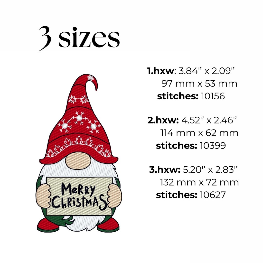 Christmas Machine Embroidery Design, Gnome Embroidery Design, Machine ...