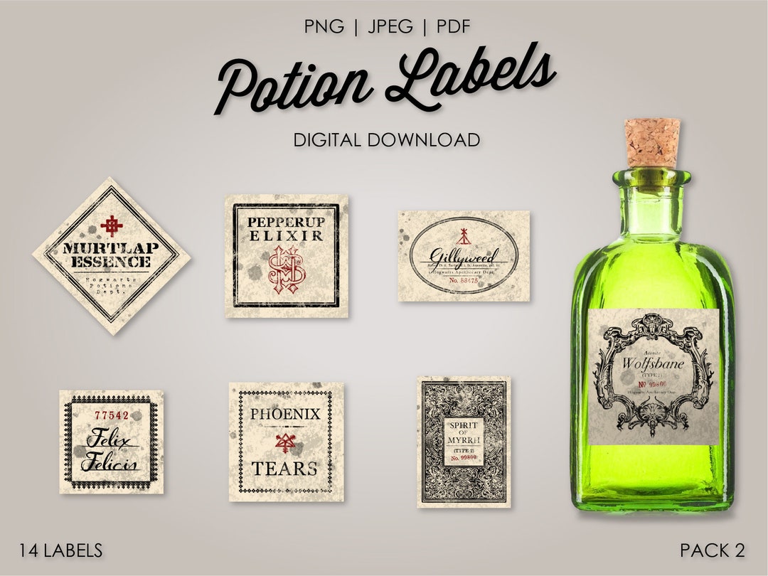 Potion Label Pack 2, Apothecary Labels, Halloween Clipart, Potion Label ...