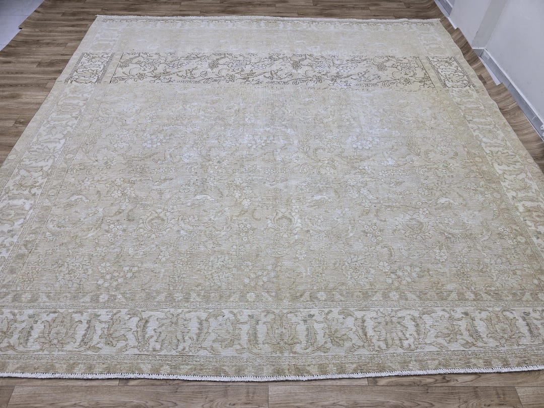 11x11 Feet Square Vintage Turkish Rug, Neutral Square Oushak Rug ...
