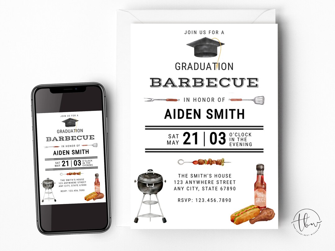 Graduation BBQ Invitation Grad BBQ Party Grad Barbecue - Etsy