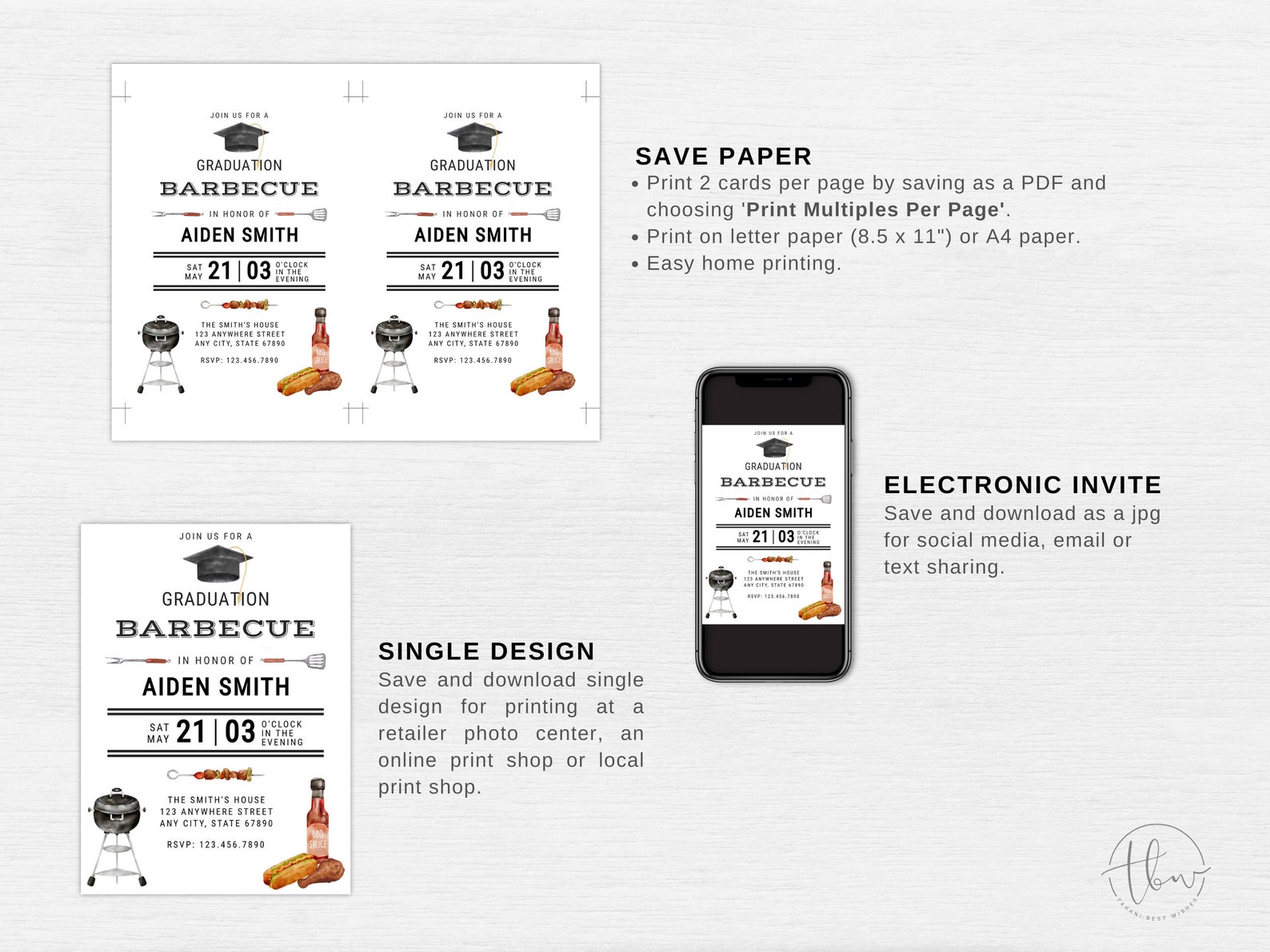 Graduation BBQ Invitation, Grad BBQ Party, Grad Barbecue Invite, BBQ ...