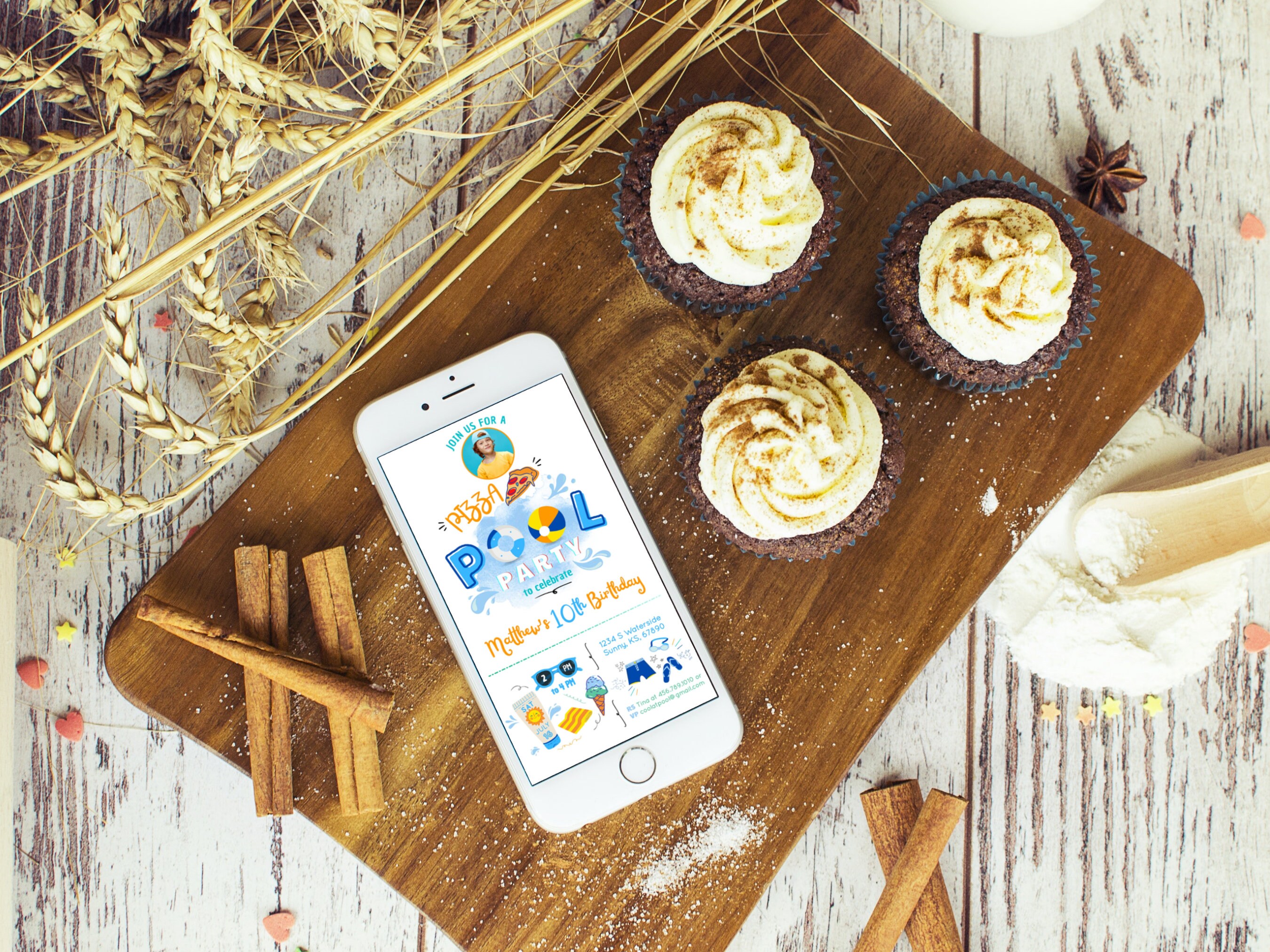 Pizza Pool Party, Pizza Party Phone Invite, Pizza and Pool Party ...