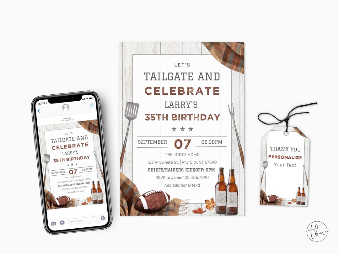 Fall Football Birthday Party Invitation, Fall Tailgate Invite, Tailgate ...