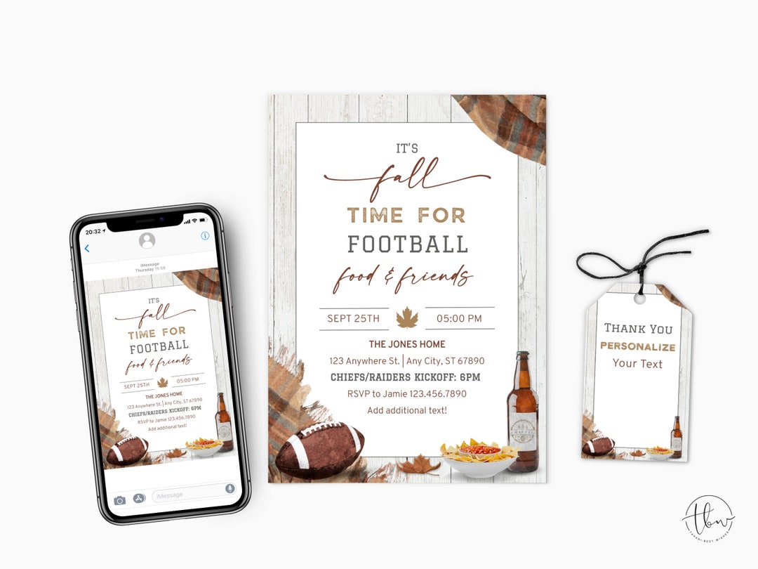 Fall Football Party Invitation: Tailgate, Food, Friends (DIY Digital ...