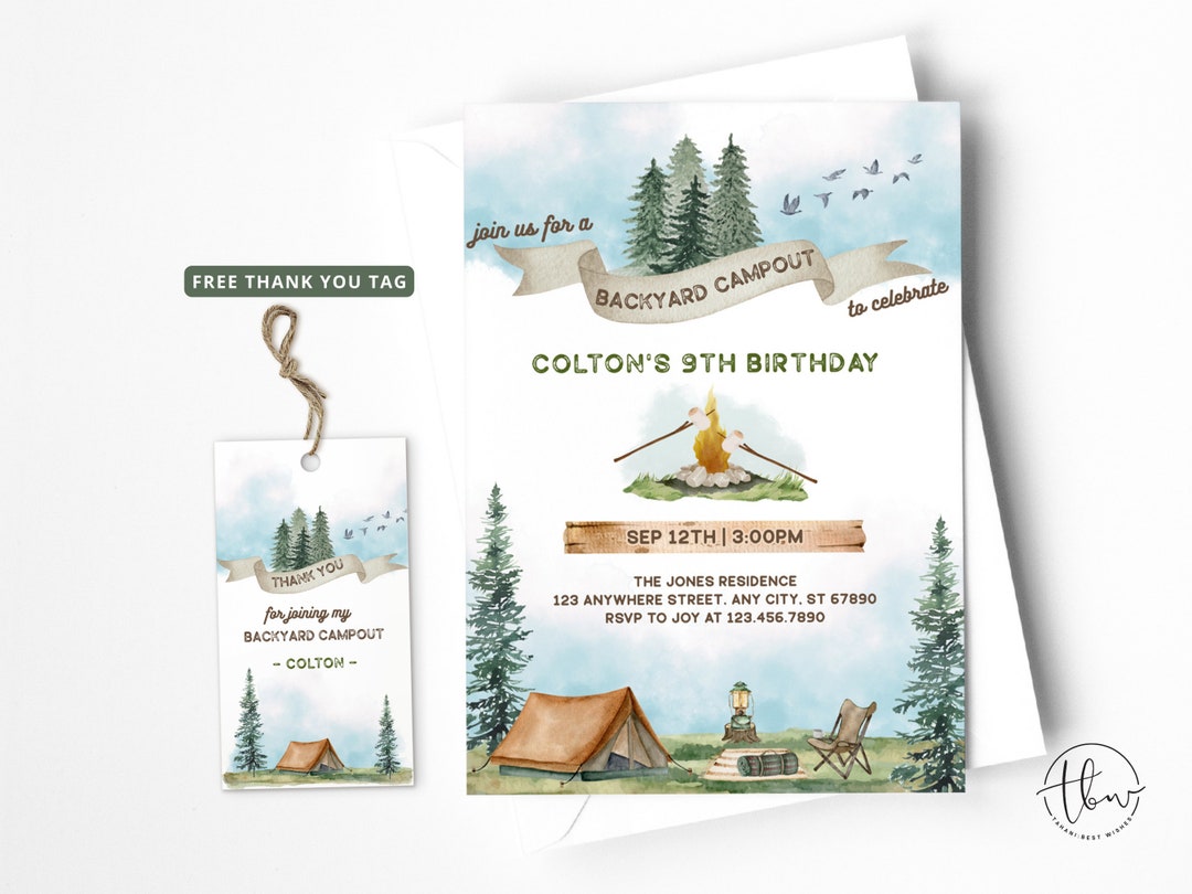 Backyard Campout Birthday Party Invitation Sleepover - Etsy