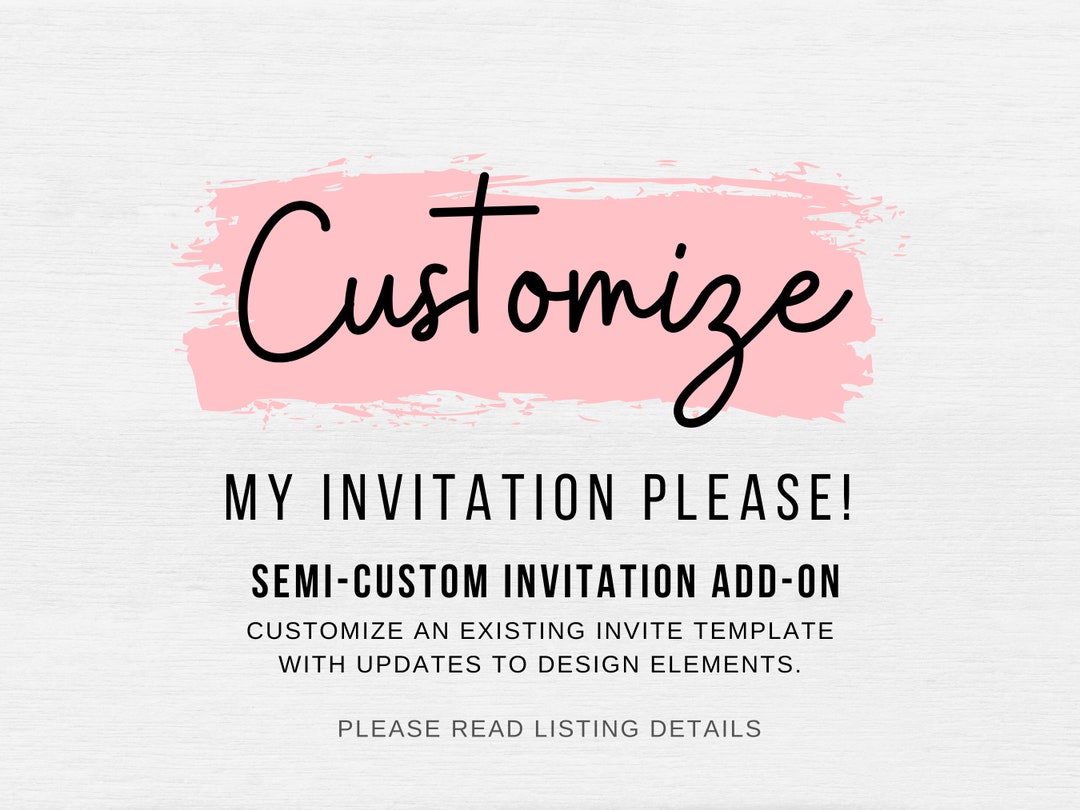 Invitation Customization Add-on: Update Design Elements - Etsy